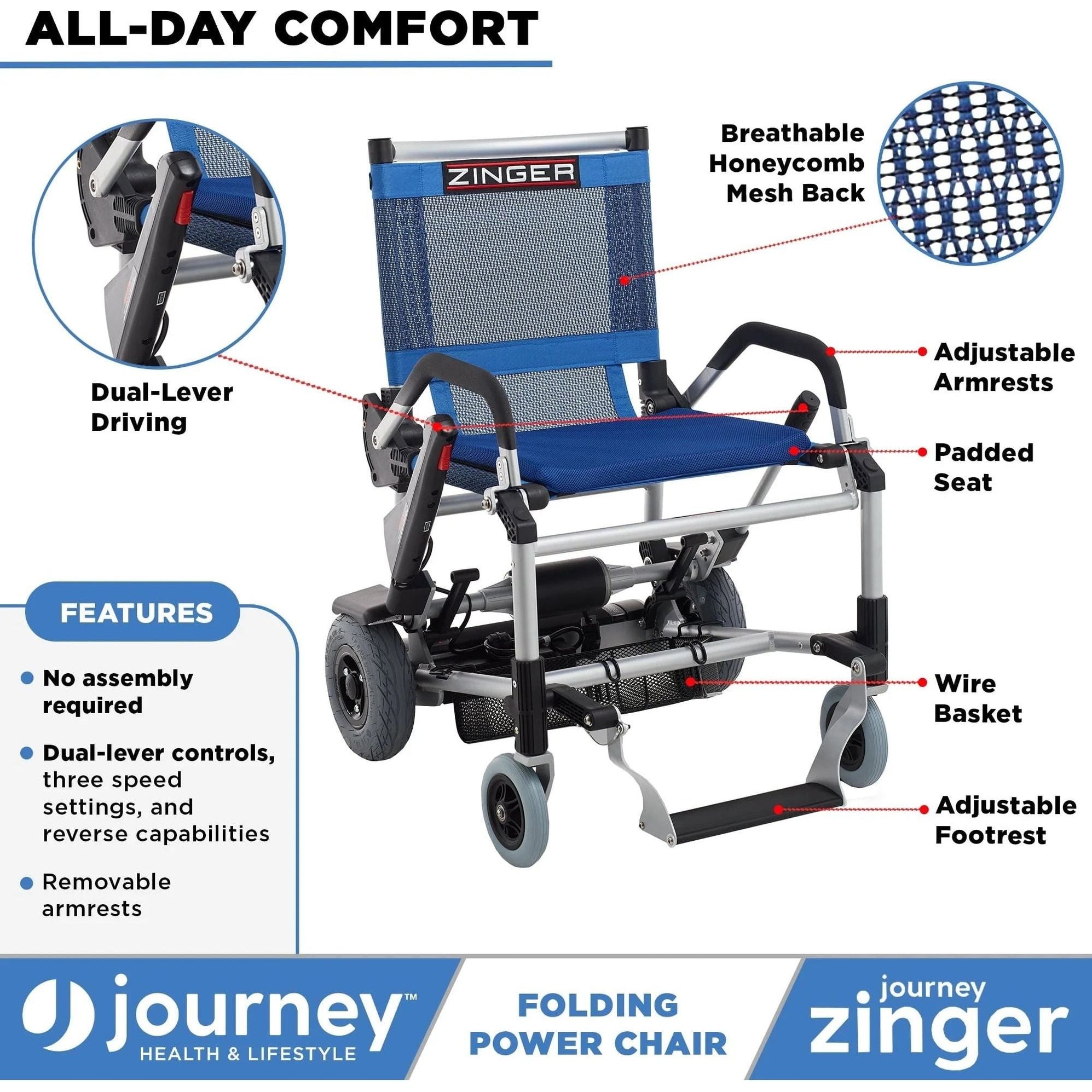 Journey Zinger Folding Power Chair Two-Handed Control — Mediriser